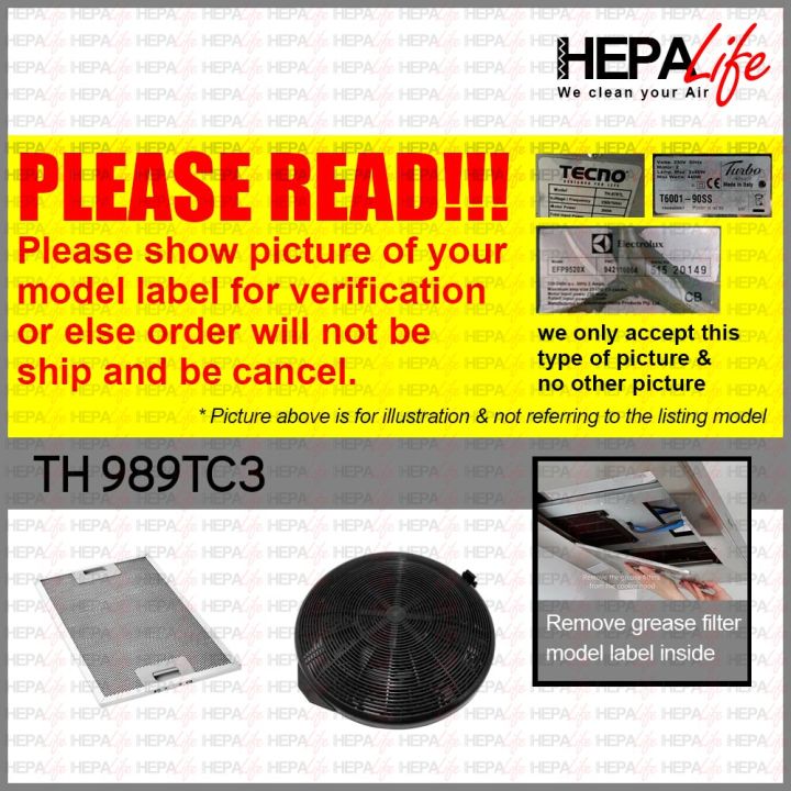 Tecno TH 989TC3 / TH989TC3 / TH-989TC3 Compatible Cooker Hood Carbon ...