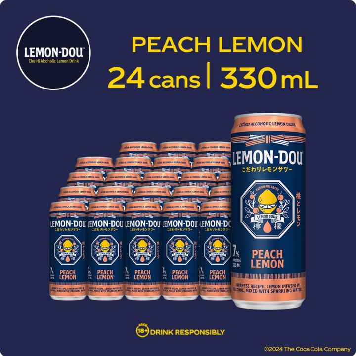Lemon-Dou Peach Lemon 330mL 7% Alcohol Chu-hi - Pack of 24 | Lazada PH