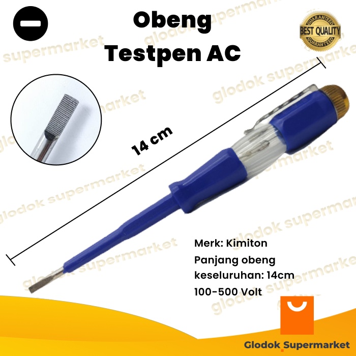 Obeng Testpen AC Kimiton Tespen 100-500 Volt Panjang 14cm | Lazada ...