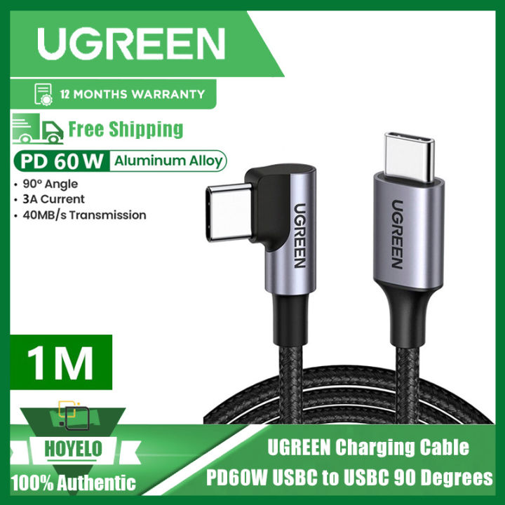 UGREEN PD60W Type-C to Type-C Cable Right Angle 90 Degree Quick Charge ...