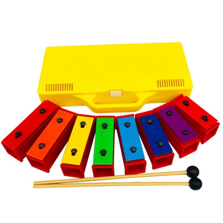 8 Notes Chromatic Xylophone Glockenspiel Resonator Bells with Yellow ...