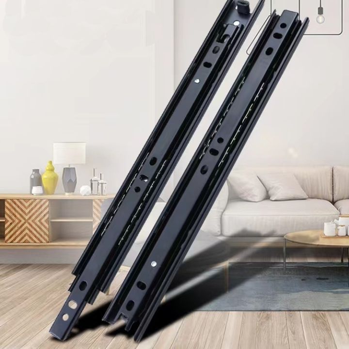 Desktop drawer guide rail soft close three-level guide rail cabinet ...