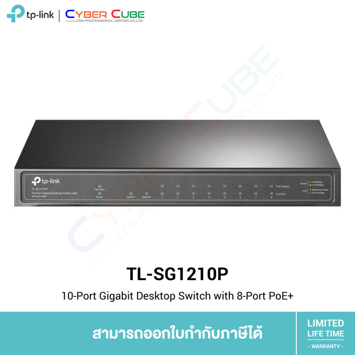 TP-Link TL-SG1210P 10-Port Gigabit Desktop Switch with 8-Port PoE+ ...