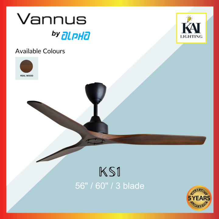 ALPHA Vannus - KS1 3B 56 Inch DC Motor Balsa Wood Ceiling Fan with 3 ...