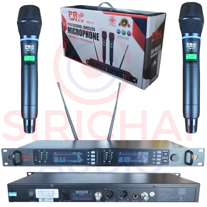 ไมค์ลอยคู่ ปรับความถี่ PROPLUS รุ่น XM111 ไมค์จอLED อลูมิเนียม ตัวไมค์LED ย้ายเสาได้ สัญญาณUHF ...