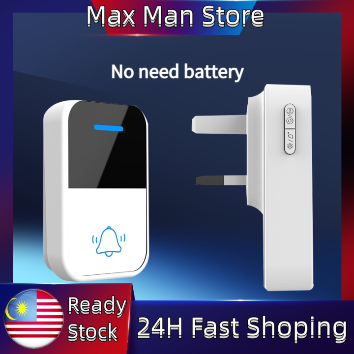 [马来现货]Outdoor Wireless Doorbell Waterproof Push Button No Baterry Required Self-powered Acrylic ...