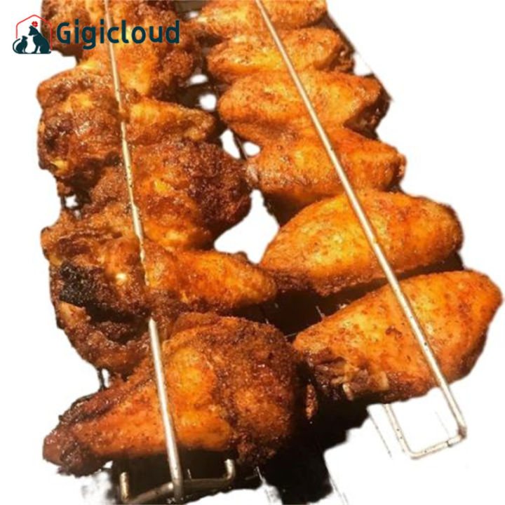 4 Pcs Wing Rails For Grilling Chicken Wings, Double Prong Clamping ...