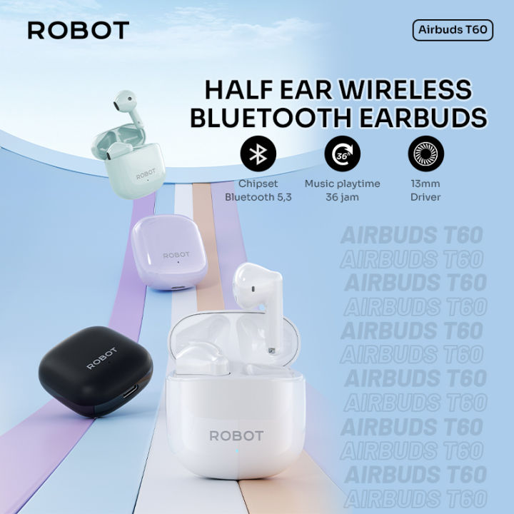 Robot Wireless Earphone Airbuds T60 TWS Bluetooth | Lazada Indonesia