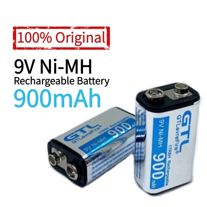 Original Rechargeable Battery 9V Ni-MH 900mAh High Capacity 9 Volts ...