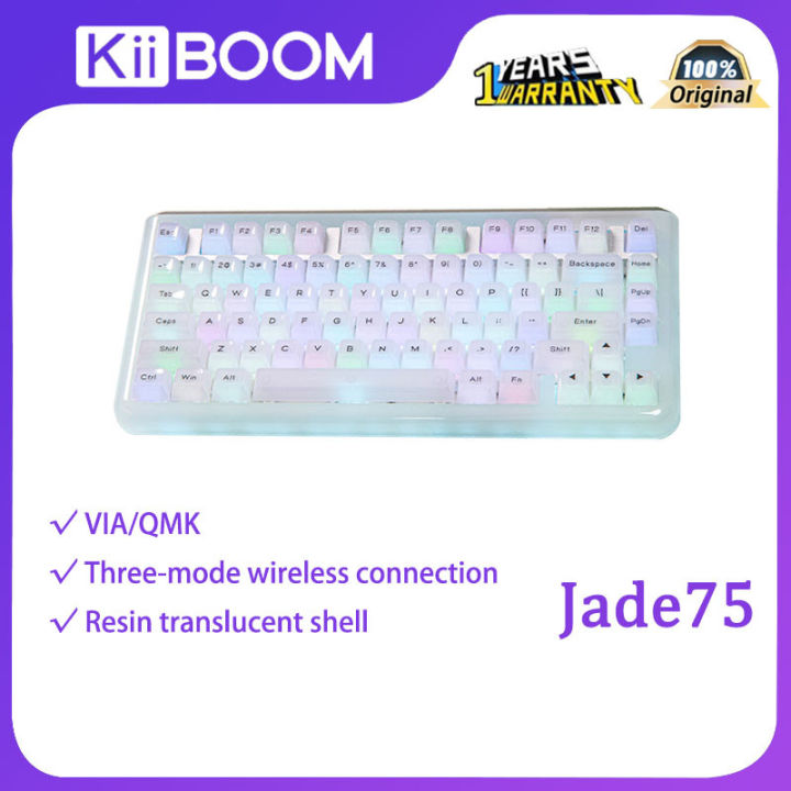 KiiBOOM Jade75 resin transparent Wireless three-mode hot-swappable ...