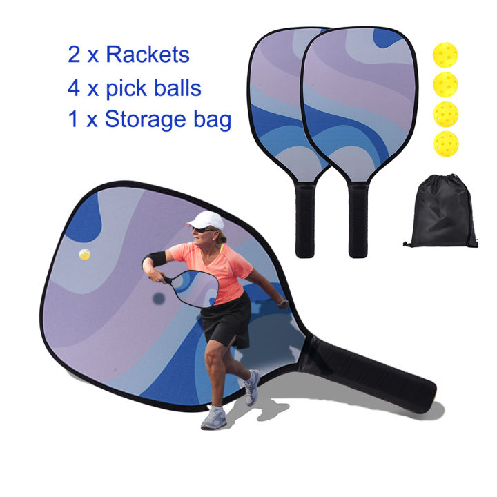 Pickle Ball Paddle with 4 Balls Lightweight Pickleball Rackets Portable ...