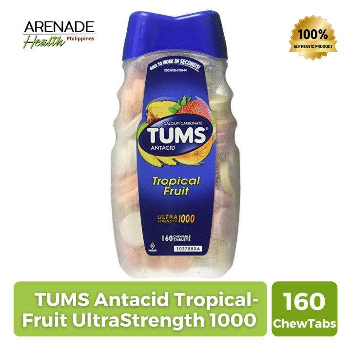 TUMS Antacid Tropical-Fruit UltraStrength 1000 160ChewTabs | Lazada PH