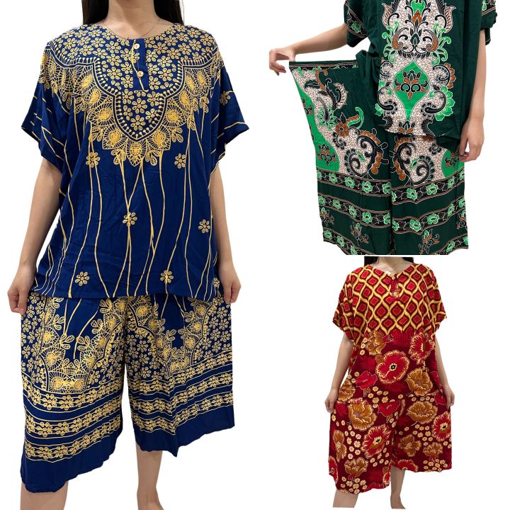 BAJU BATIK & SELUAR 1 SET SIZE BESAR/BATIK SHIRT & PANT SET COTTON | Lazada