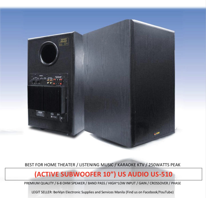 (Active Amplified Subwoofer) US AUDIO US-510 / Size 10 / 250watts peak ...