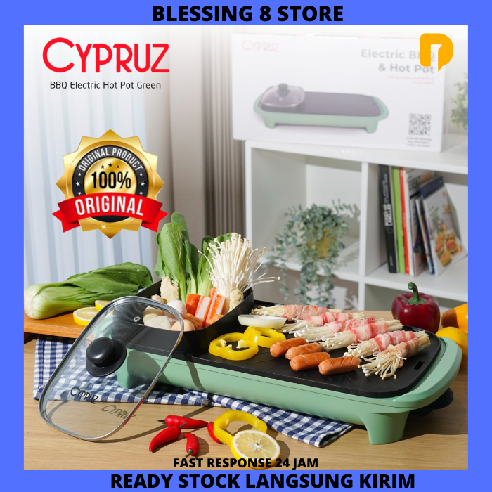 Cypruz BBQ Electric Hot Pot Green Shabu Suki Grill Hotpot elektrik 2 in ...