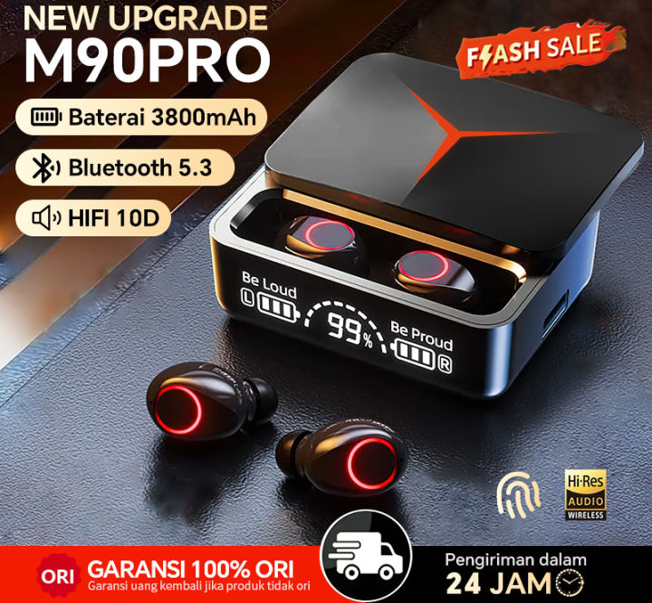 Headset Bluetooth M90 pro Bluetooth 5.3 with PowerBank 3800mAh Full ...