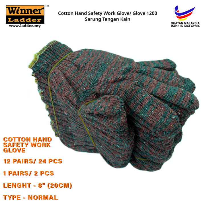 Cotton Hand Safety Work Glove Sarung Tangan Kain/ High Quality/ Ready ...
