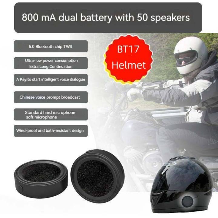 BT17 Bluetooth Helmet 5.0 Headset Wireless Handsfree Stereo Earphone ...