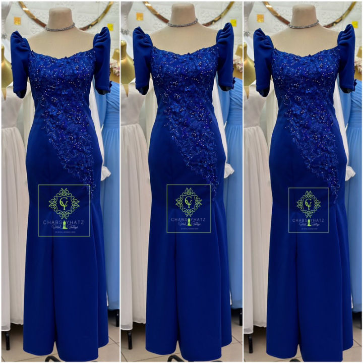 Royal Blue Modern Filipiniana Neoprene 3D Lace | Lazada PH