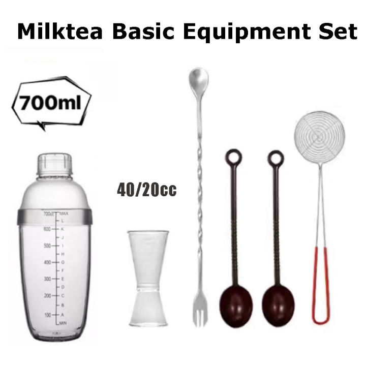 6pcs Milktea Basic Equipment Set | Shaker Stirrer Strainer Scoops Jigger Bubble Tea Starter Kit ...
