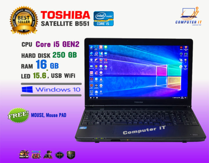โน๊ตบุ๊ค Notebook Toshiba Core i5 Ram 16 GB (ROV, PUBG Lite, Freefire, Sim4, PB, SF ทดสอบแล้ว ...