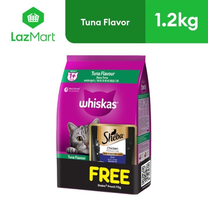 Whiskas Dry Adult Tuna 1.2kg FREE Sheba Pouch Chicken 70g | Lazada PH