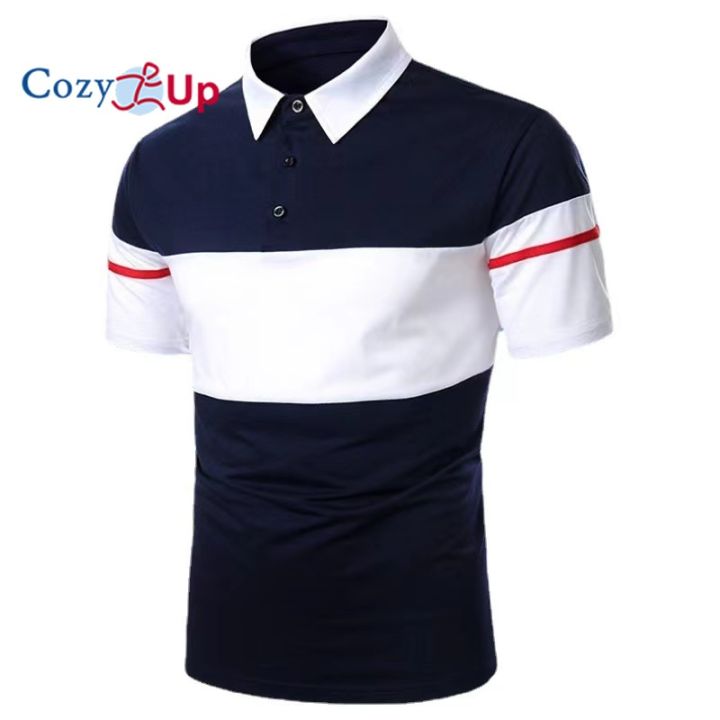 Cozy Up Fashion Polo Shirts Short Sleeve Business Tri-color Slim Fit ...