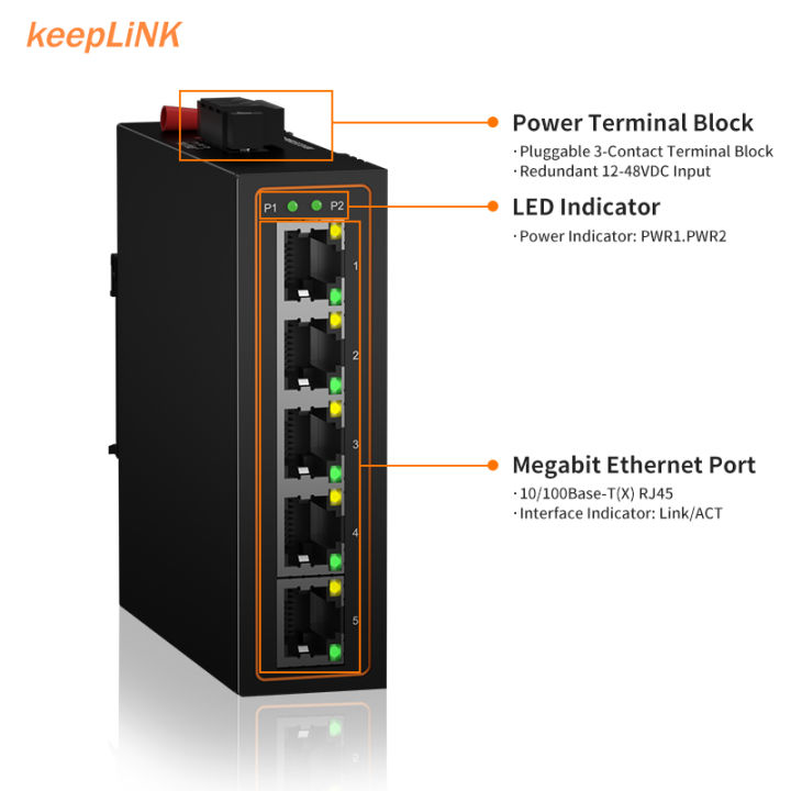 【Hot ticket】 KeepLiNK Industrial 5-Port Megabit Ethernet Switch ...