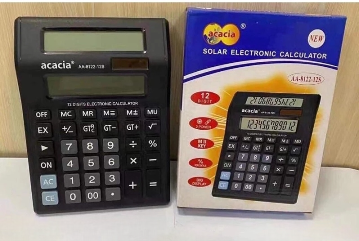 [ Acacia ] 12 Digit Solar Electronic Calculator Double Screen AA-8122 ...