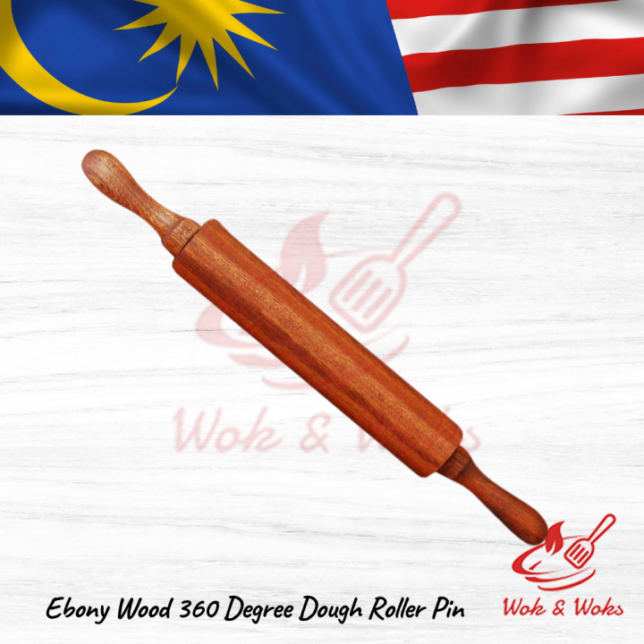 Ebony Wood 360 Degree Dough Roller Pin / Pengolek Adunan Kayu Eboni 360 ...