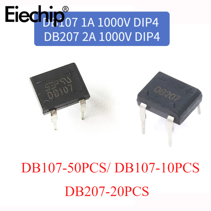10/20/50PCS ไดโอด Rectifier สะพาน-DB107 1A 1000V DIP4 & DB207 2A 1000V ...