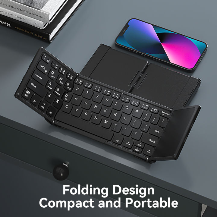 BOW HB318 Mini Triple Folding BT Wireless Keyboard with Touchpad ...