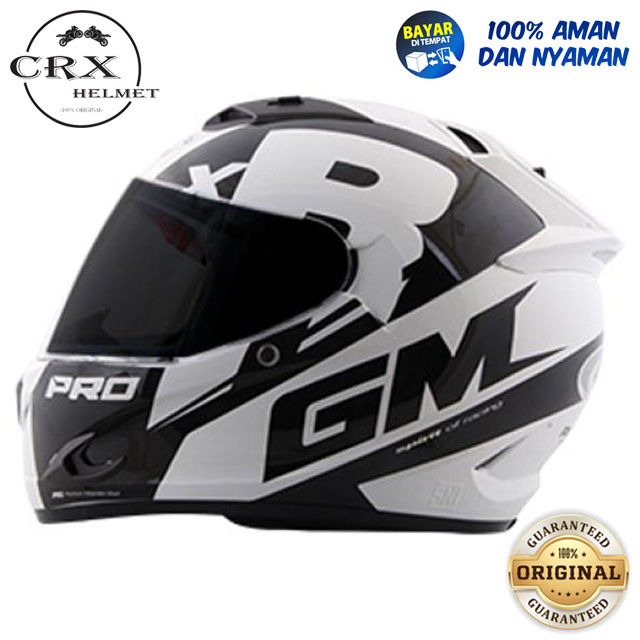 Helm Full Face Gm Race Pro ZR650 Motif White Black FullFace Original ...