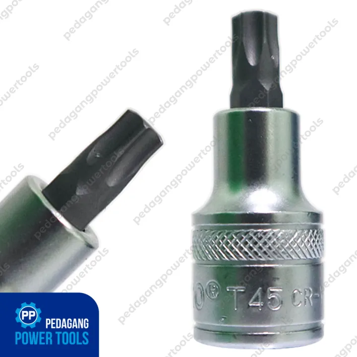 TEKIRO SC-SB1658 Star Bit Socket T45 1/2" Inch Short Mata Sok Kunci L Bintang Hex Kepala Babi ...