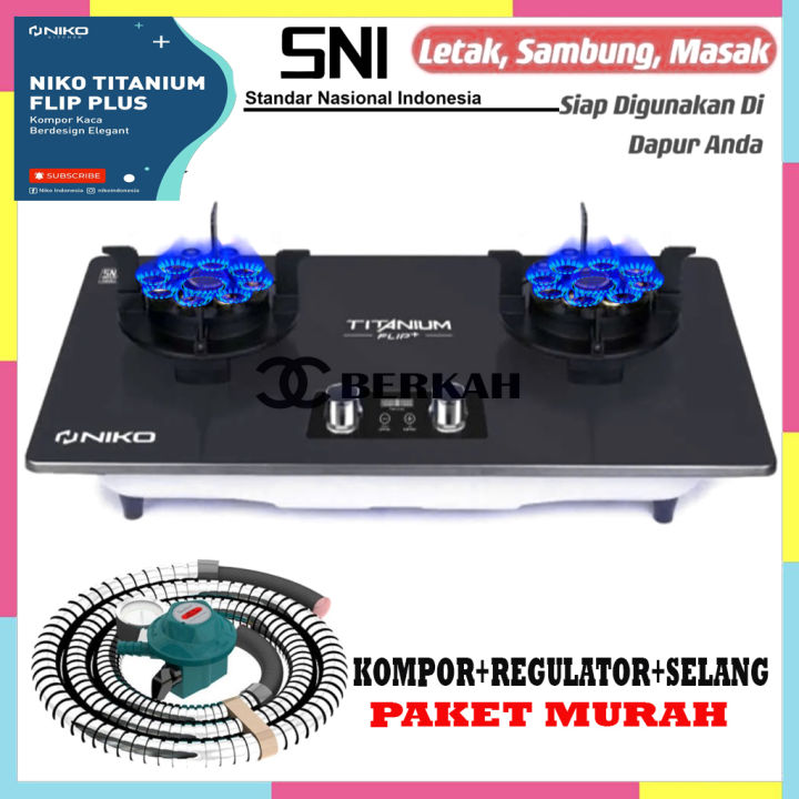 KOMPOR GAS NIKO KOMPOR TANAM 2 TUNGKU & LIPAT TITANIUM FLIP PLUS TIMER ...