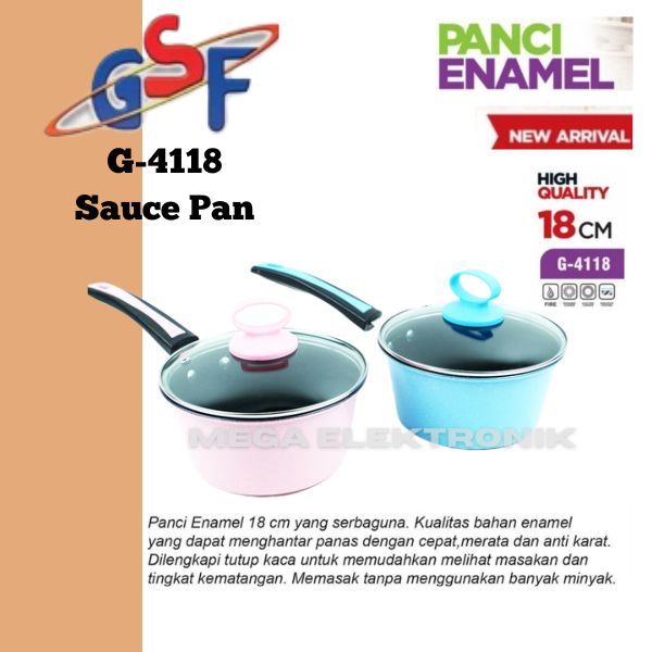 GSF G-4118 Sauce Pan Panci Susu Enamel Tutup Kaca Diameter 18CM ...