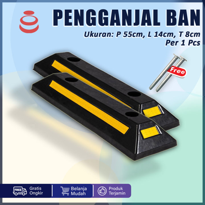 2 PCS Karet Ganjalan Ban Mobil, Rubber Wheel Stopper, Pembatas Parkir ...