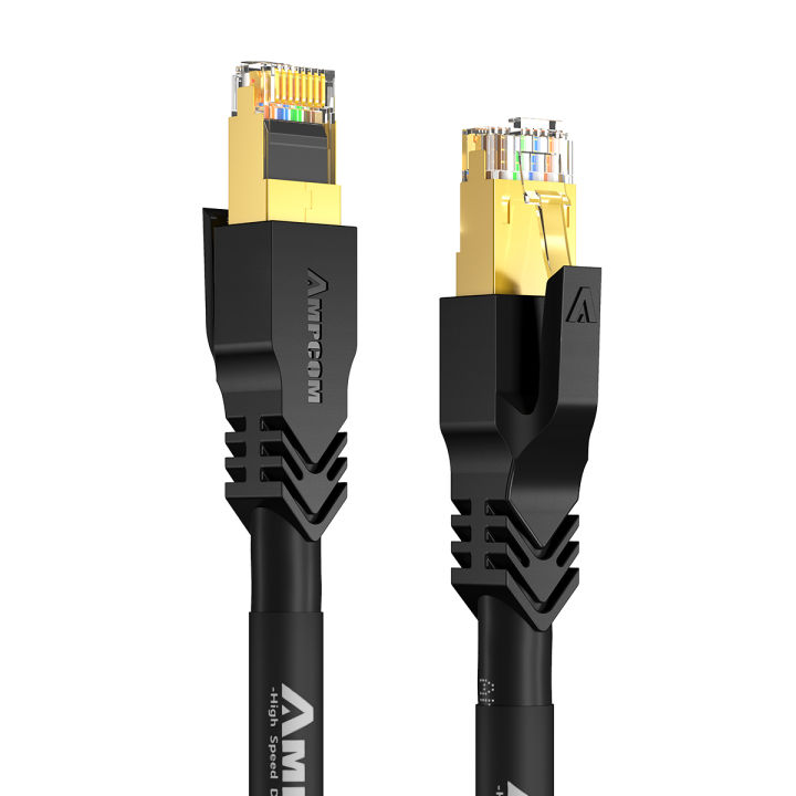 AMPCOM CAT8 Ethernet Cable: High-Speed S/FTP Patch Cable (24AWG, 8.0mm), 40Gbps CAT8 RJ45 LAN ...