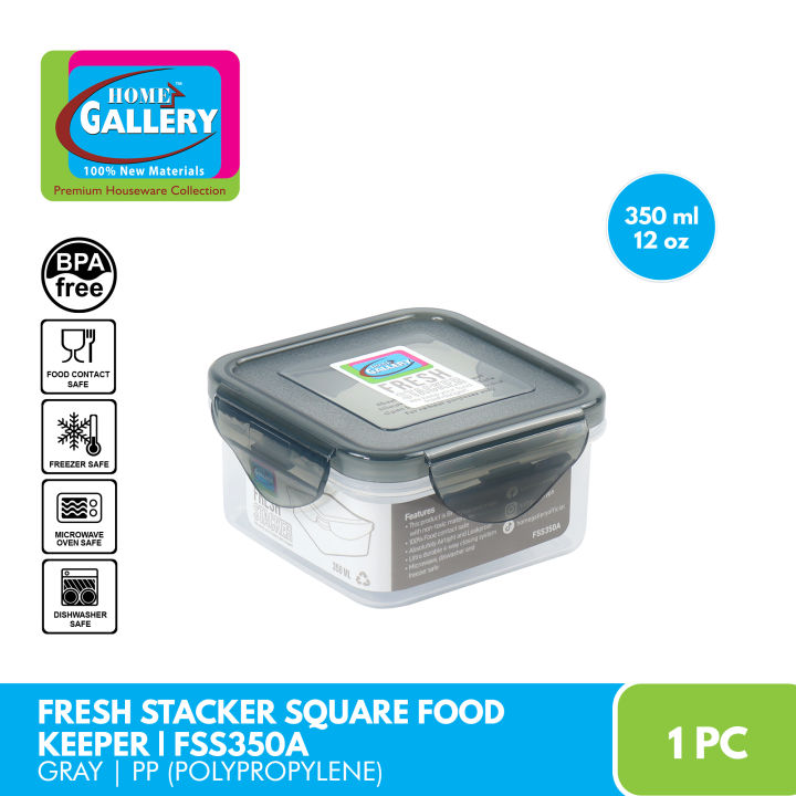 Home Gallery Fresh Stacker Square Food Keeper 350ml/12oz | PP ...