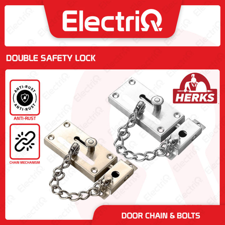 Electriq l Satin Stainless / Antique Brass Double lock-Door Chain & Bolts | Lazada PH