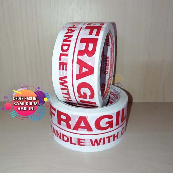 Lakban Fragile 48mm X 50 Yard Ready Merah atau Putih | Lazada Indonesia