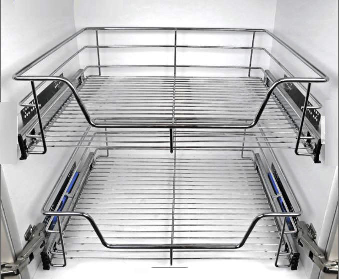 Plain 2 layer All Purpose Pull out Basket 304 stainless Complete Set ...