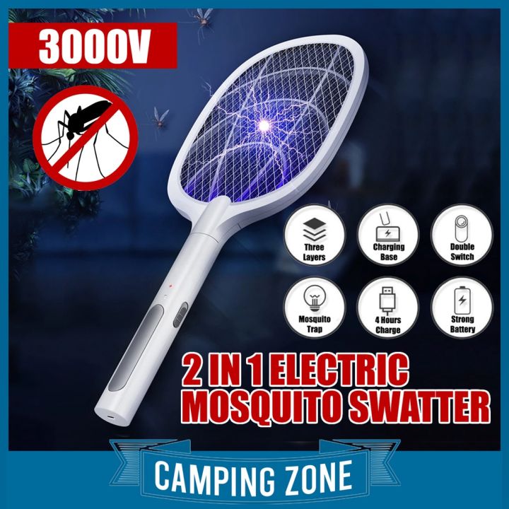 CAMPING ZONE 2 in 1 Electric Insect Racket Mosquito Swatter USB ...