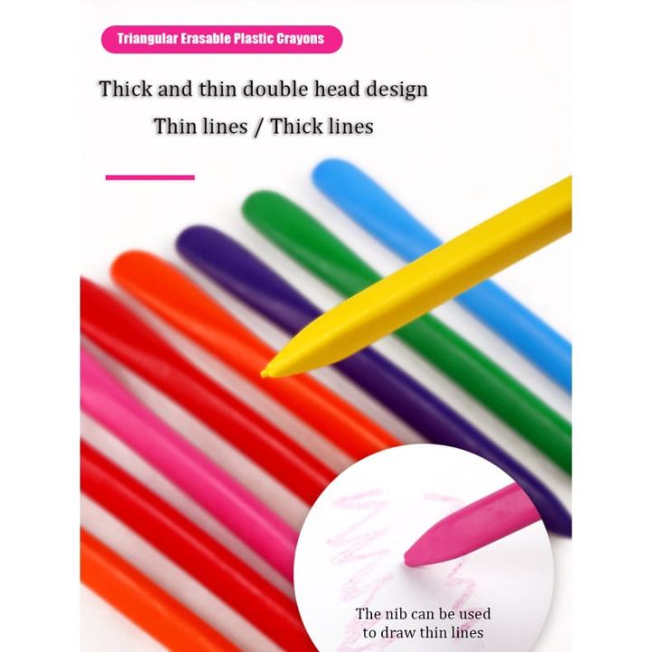 Crayon Magic Anti Kotor ISI 12/24Pcs Crayon Lab Non Toxic bentuk ...