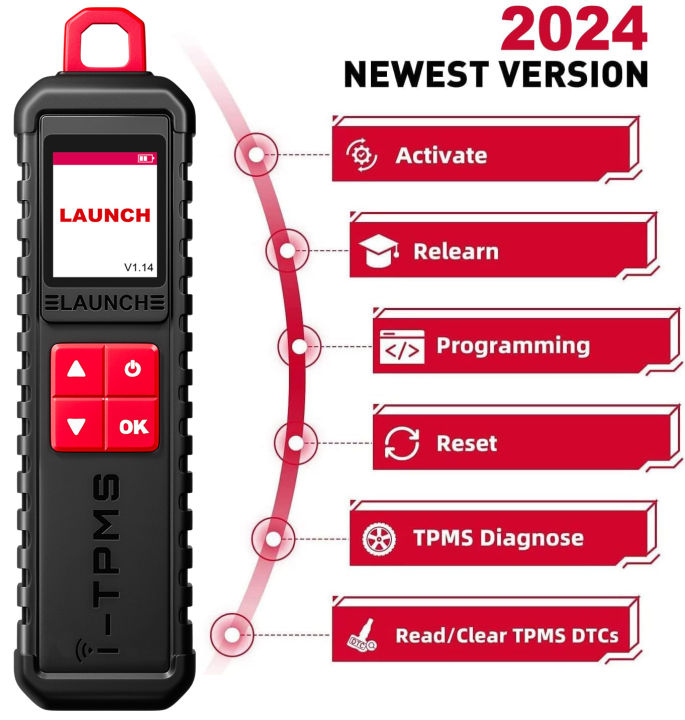 LAUNCH X-431 TSGUN TPMS Tire Pressure Detector Tool,Relearn,Reset and ...