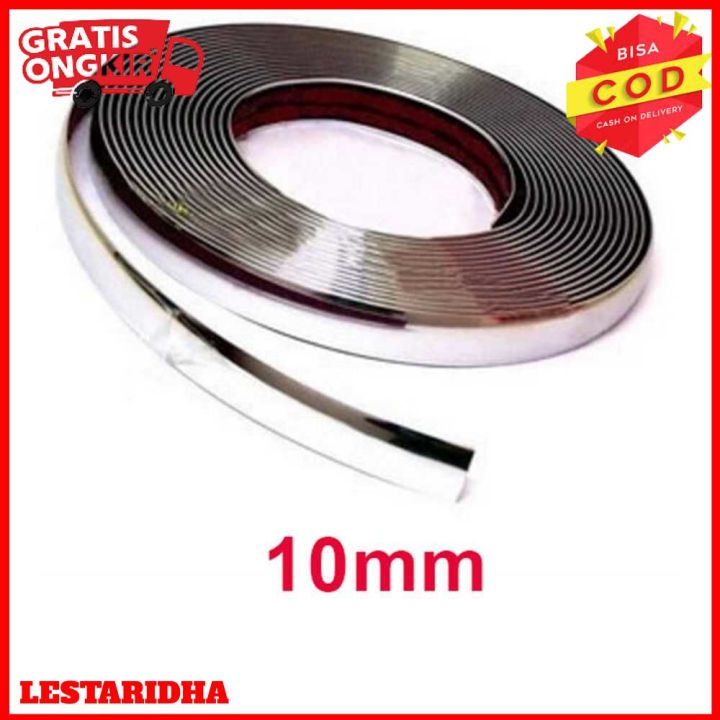 (Panjang 15 METER) Lis List Dekorasi Interior Mobil Moulding Chrome ...