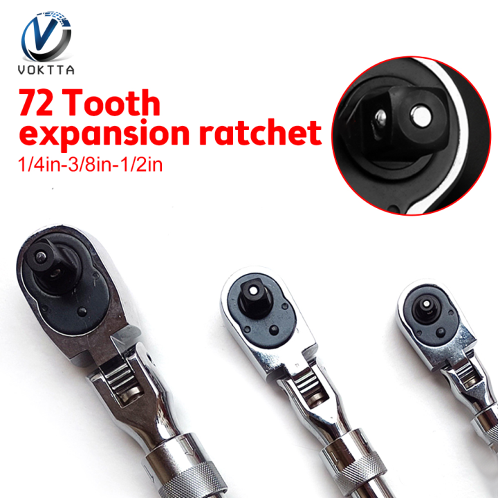 VOKTTA 1/4 3/8 1/2 Inch Telescopic Sleeve 72 Teeth Ratchet Wrench Kit ...