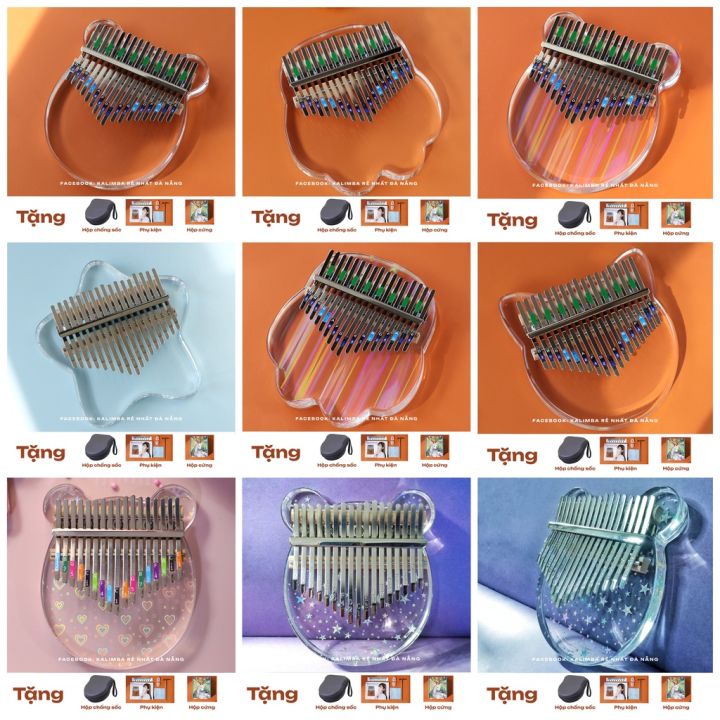 Đàn Kalimba trong suốt 17 phím hiệu ứng lấp lánh tặng full phụ kiện ...