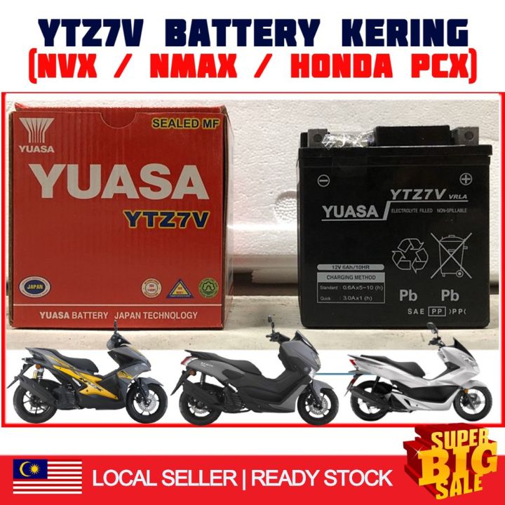 [DIJAMIN ORI] NVX / Nmax Honda PCX Yuasa Battery YTZ7V 100% Original ...