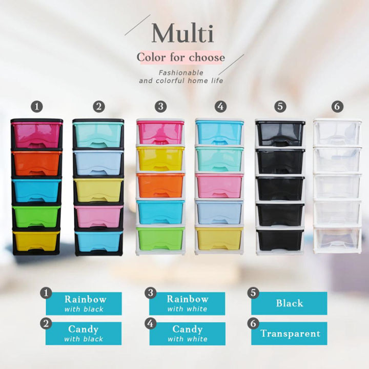 COLOGO 🥇 5 Tier Drawer Cabinet Multipurpose Colourful Storage Drawer ...